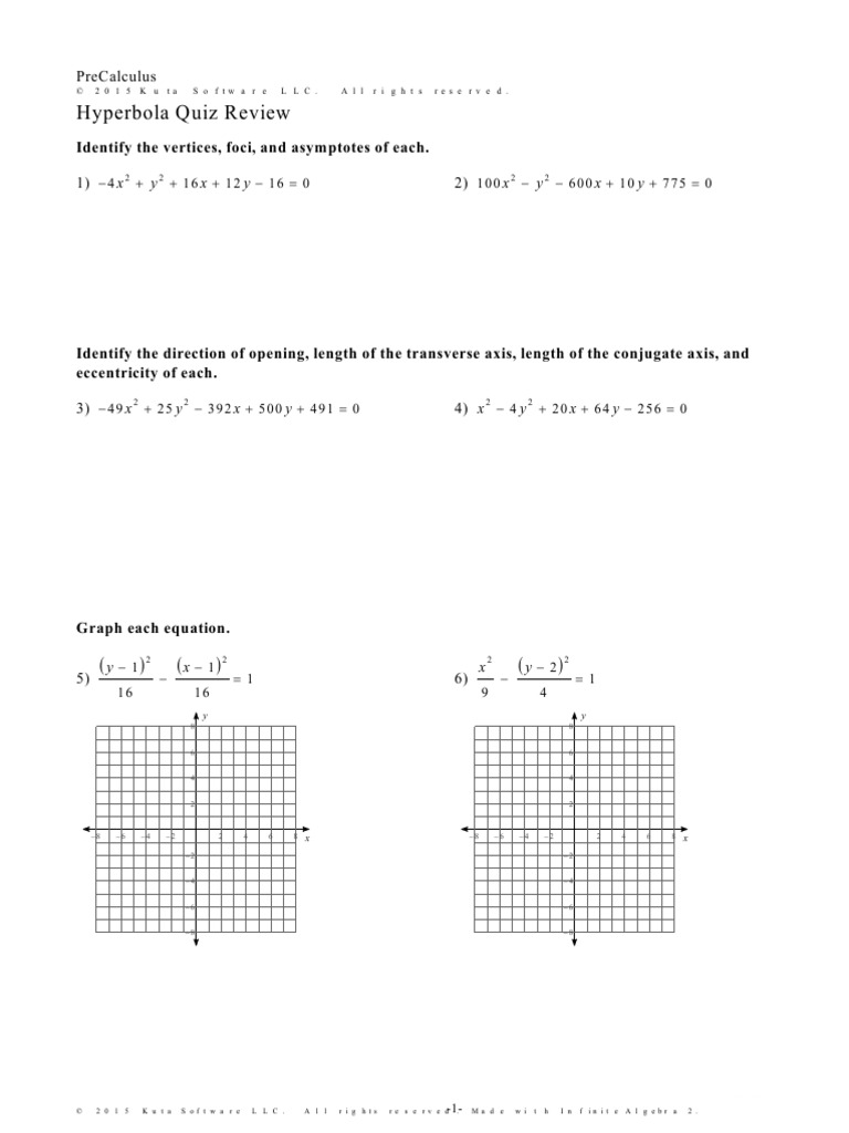 Hyperbola Quiz Review | PDF | Euclidean Plane Geometry | Geometric Shapes