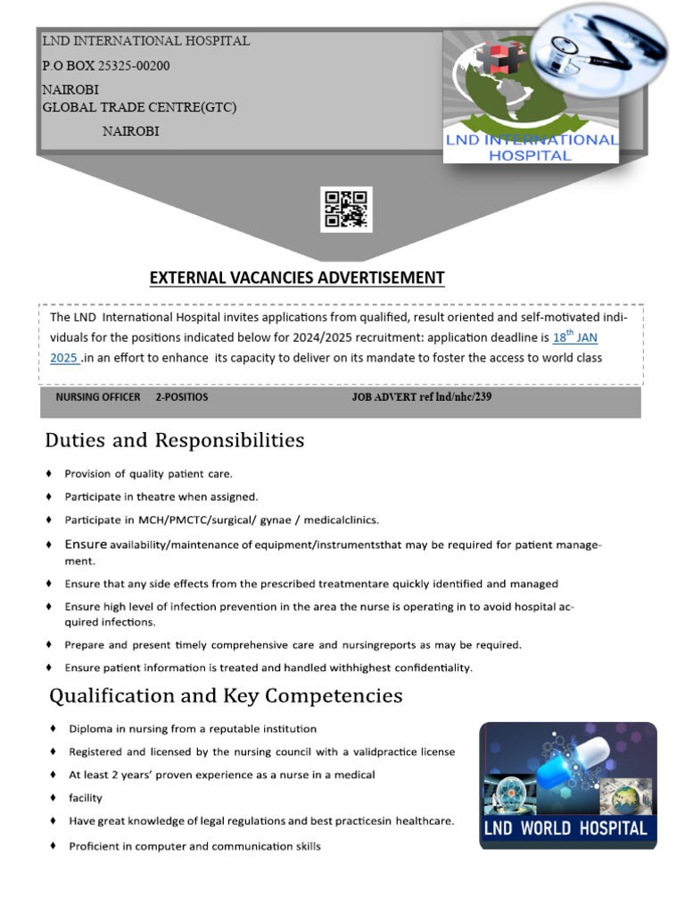 Career External Job Advert Lnd Hospital | PDF | Physical Therapy | Dietitian