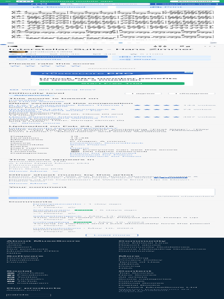 Interstellar-Suite - Hans Zimmer Sheet Music For Piano (Solo) | PDF ...