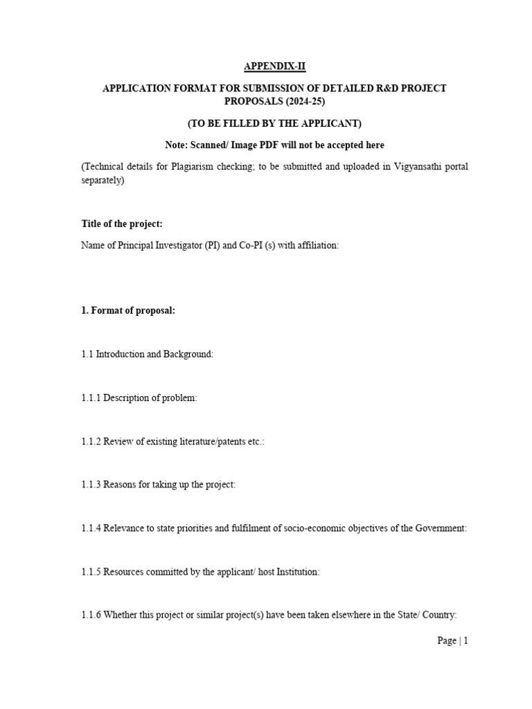 APPENDIX-II_APPLICATION FORMAT_PLAGIARISM CHECKING_R&D PROJECTS_2024-25 ...