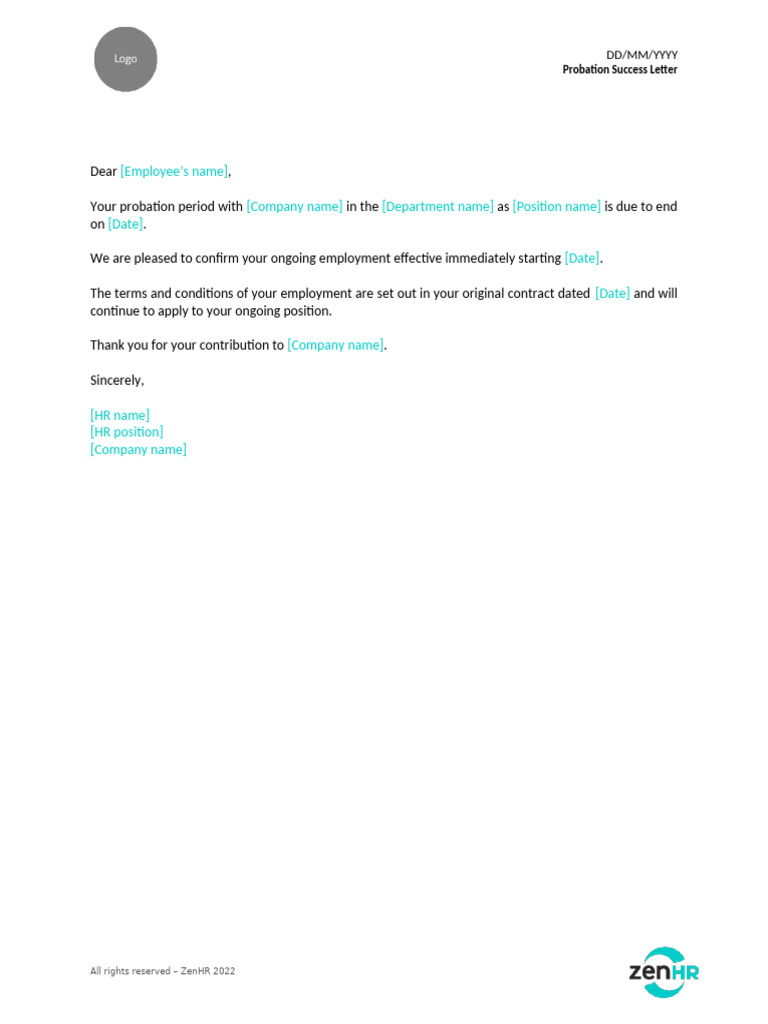 1updated Probation Success HR Letters Free Templates | PDF