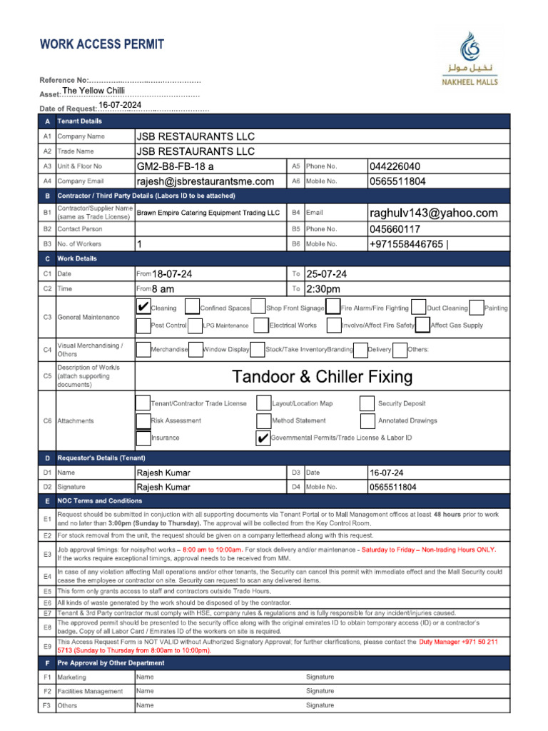 2024071858 Work Permit Yellow Chilli Kitchen Maintenance.pdf | PDF