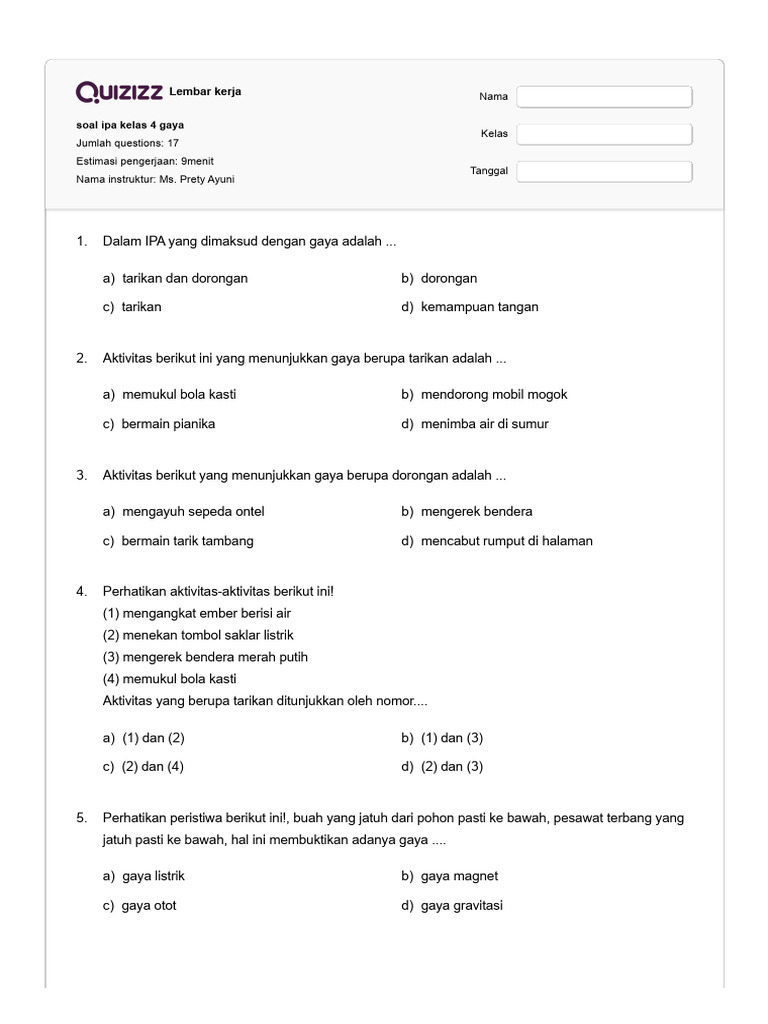 2 RANGKAP IPAS KELAS 4 | PDF