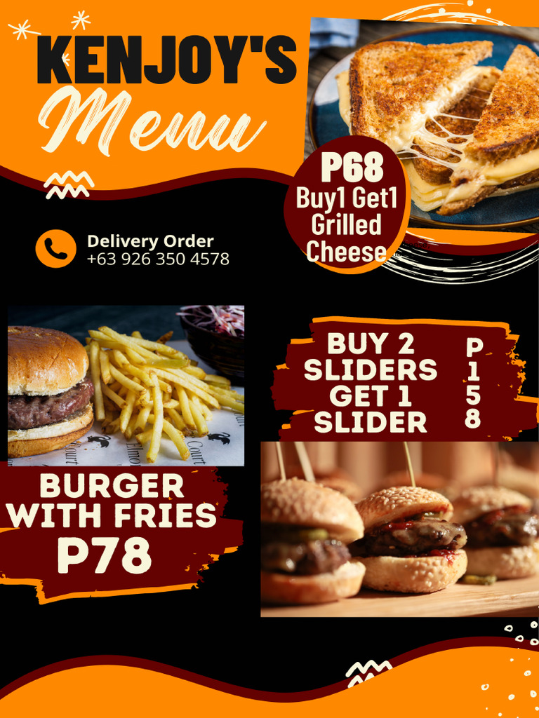 Orange Maroon Modern Creative Chicken Food Menu | PDF