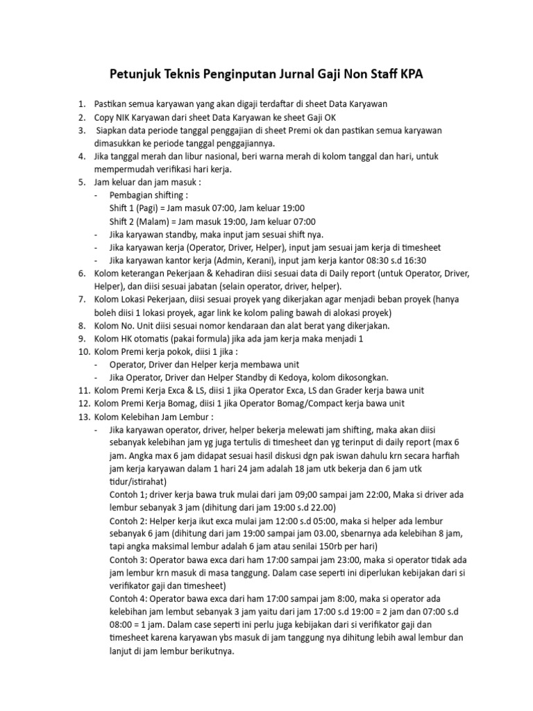 Petunjuk Teknis Penginputan Jurnal Gaji KPA | PDF