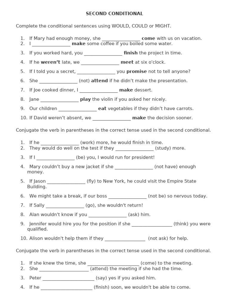 Second Conditional Exercises | PDF