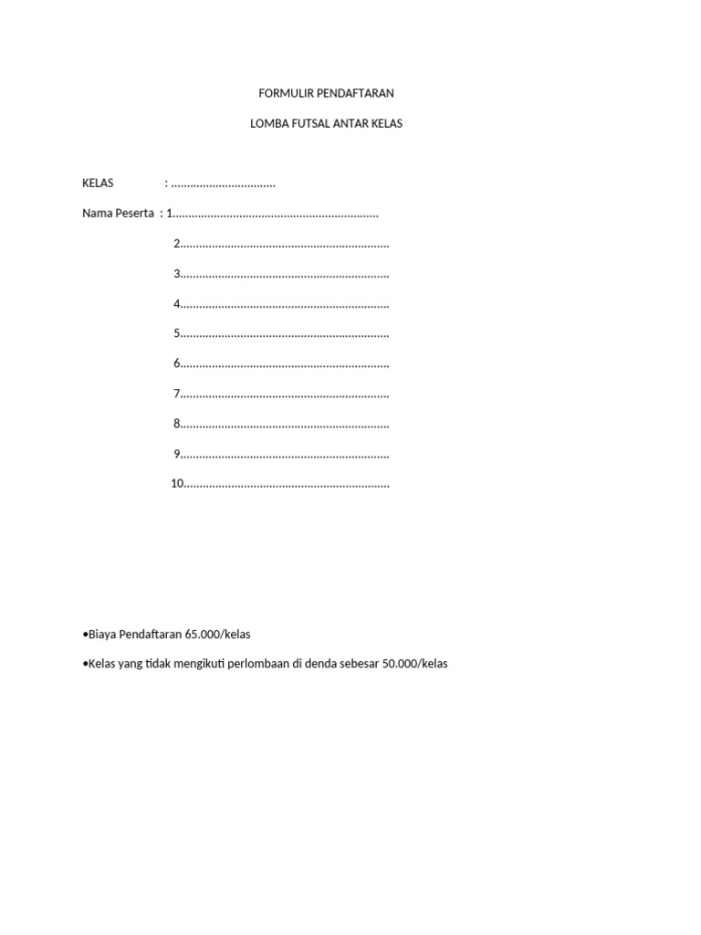 Formulir Pendaftaran Pdf