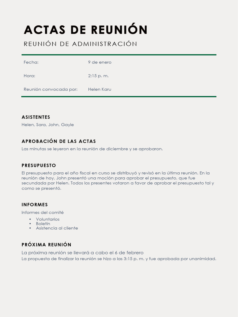 Actas de Reunión | PDF