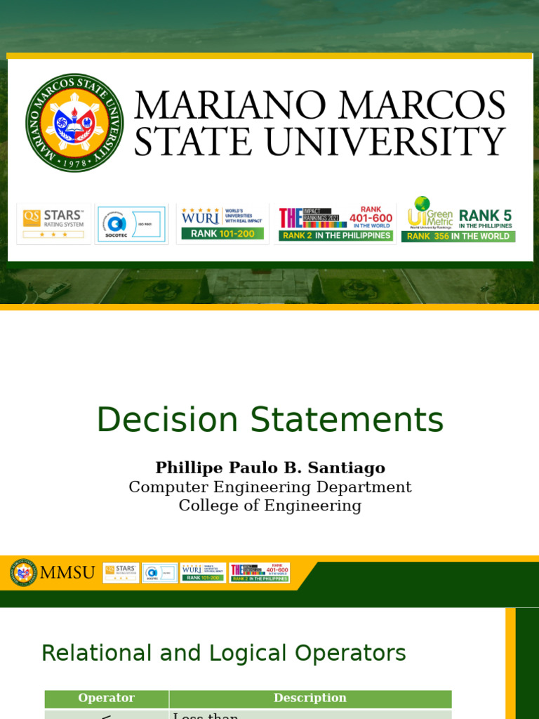 Lecture 7 Decision Statements | PDF