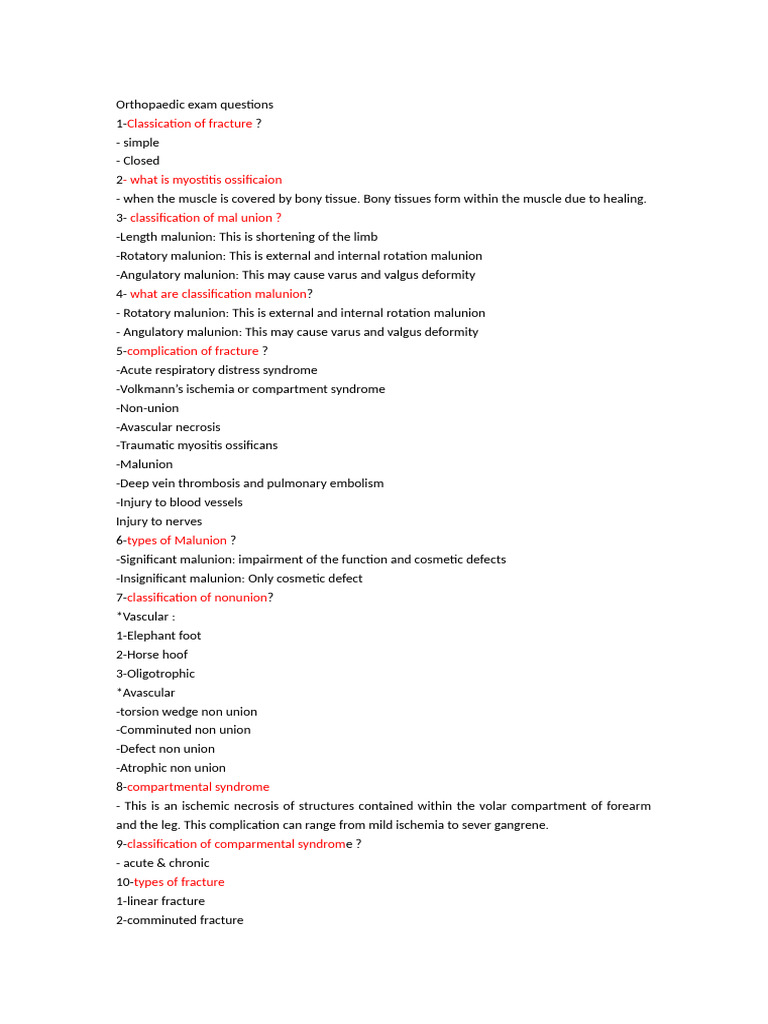 Orthopaedic Exam Doc Sun | PDF | Ischemia | Diseases And Disorders