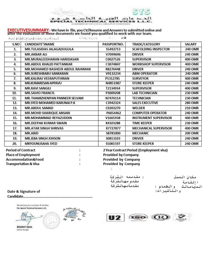 STS Oman Undertaking Letter | PDF