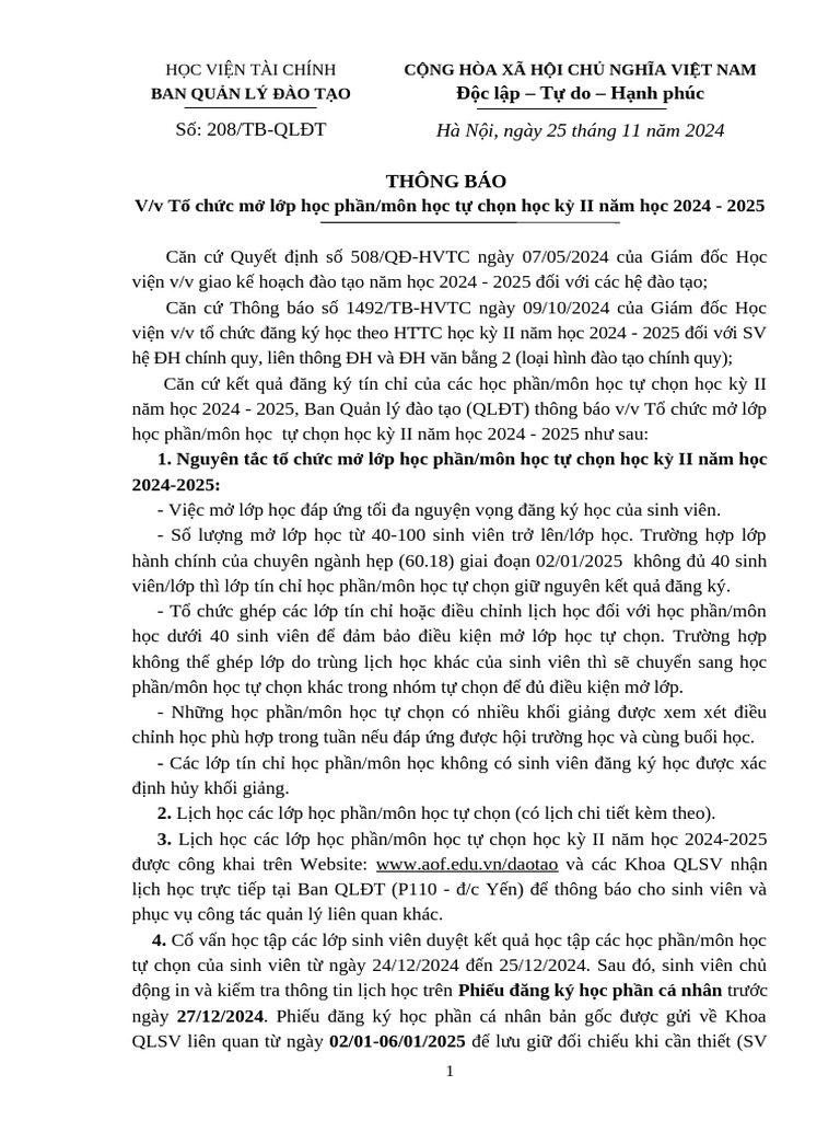 TB MON TU CHON HK2(24-25) | PDF