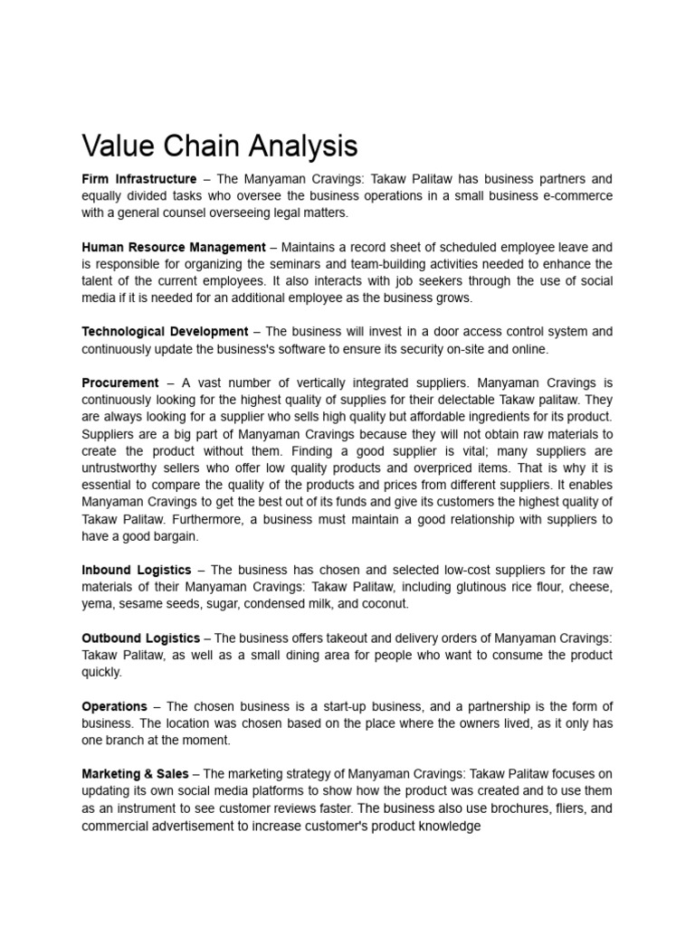 Value Chain Analysis | PDF | Supply Chain | Logistics