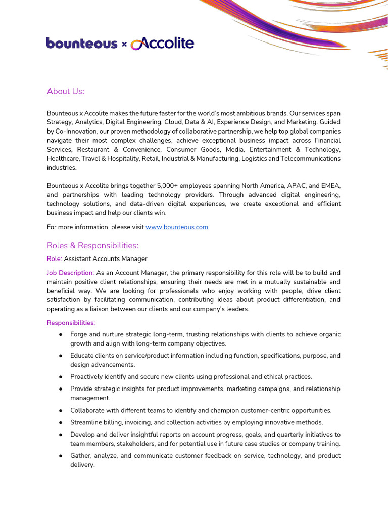 Assistant Account Manager Role Overview | PDF | Marketing | Business ...