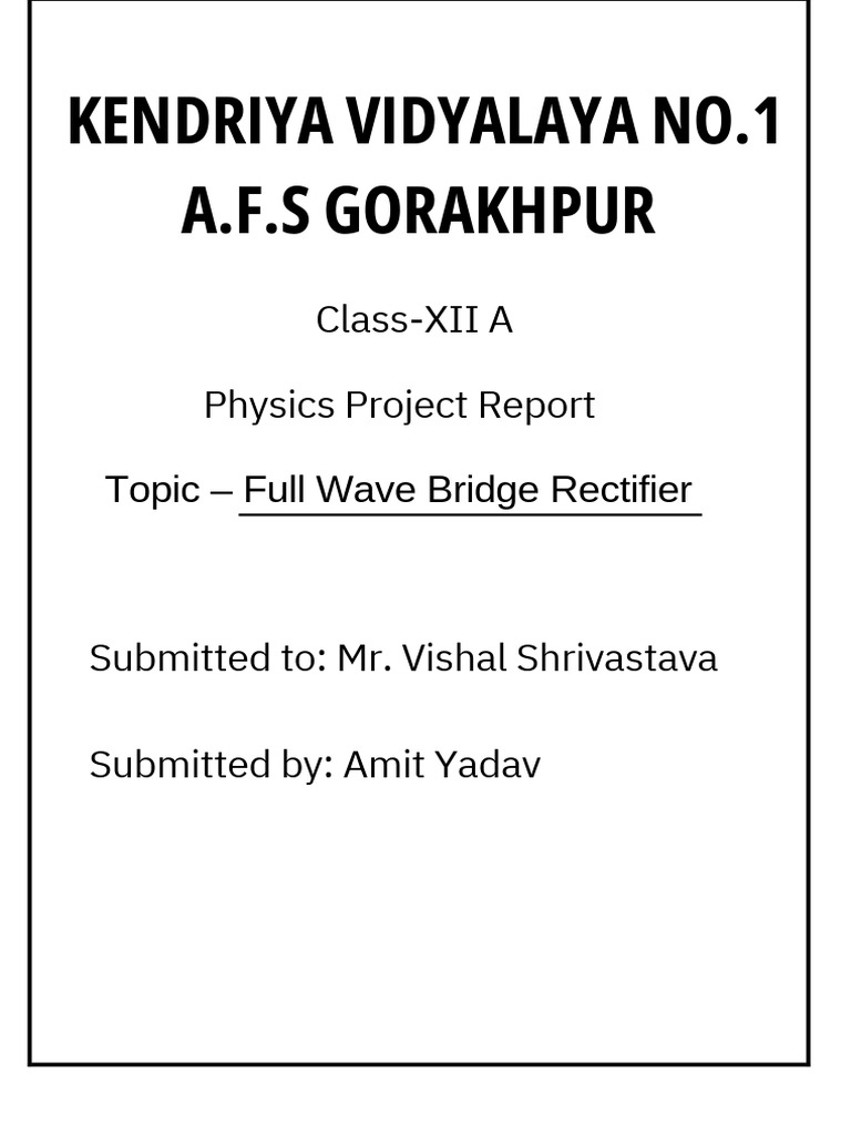 Full Wave Bridge Rectifier Project | PDF | Rectifier | Direct Current