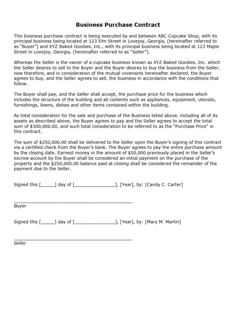 Business Purchase Contract 4 4 | PDF | Procurement | Private Law