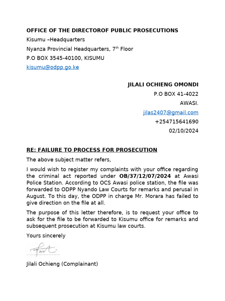 Odpp Complaint | PDF