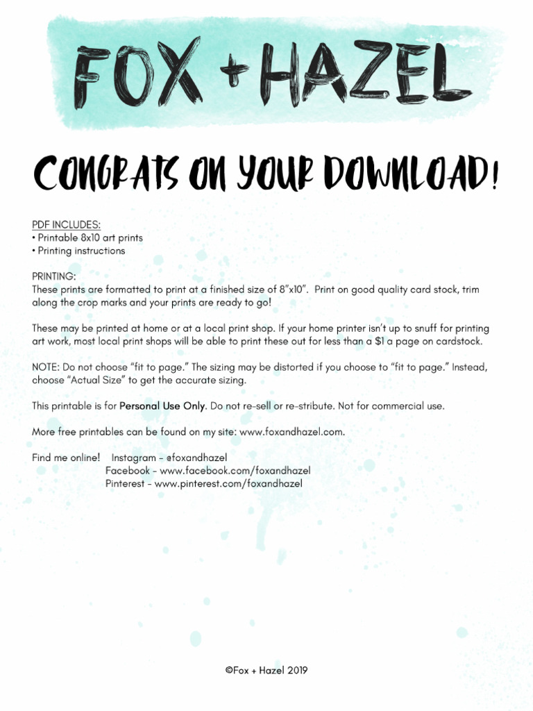 Free Line Art Print Portraits Fox Hazel | PDF