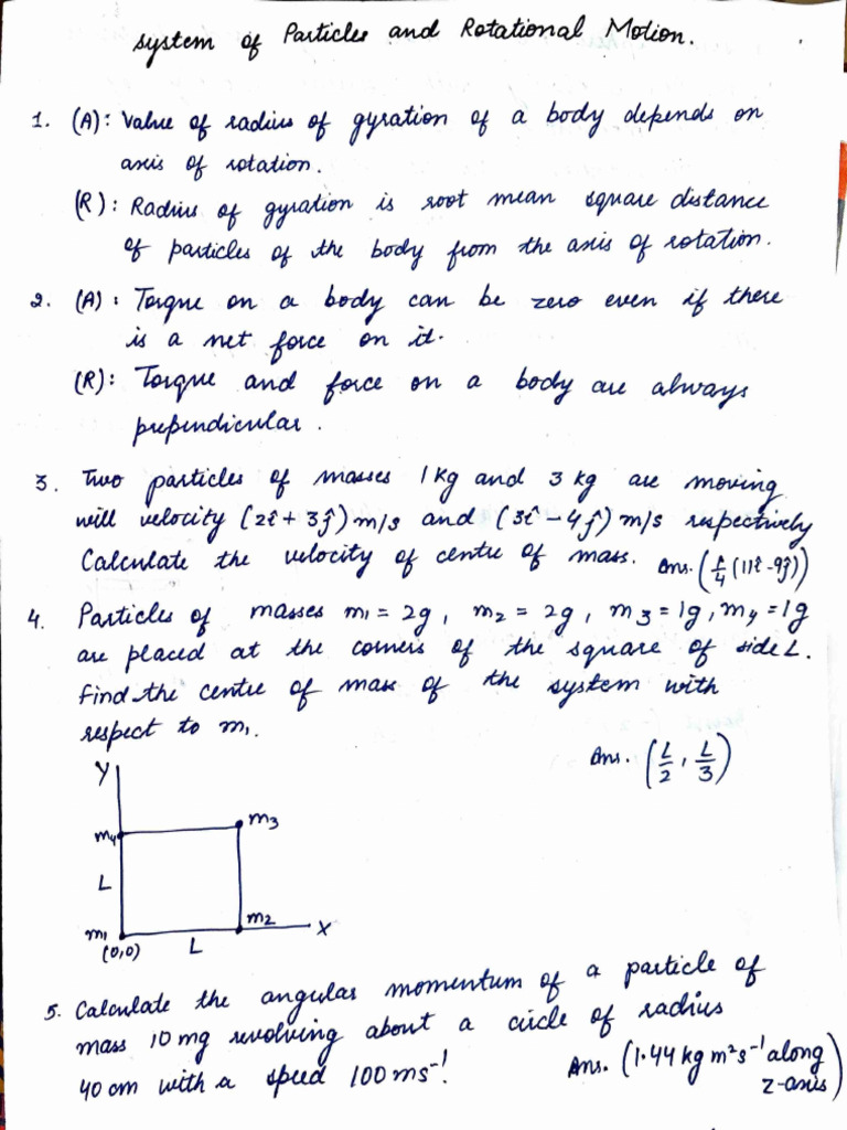 System of Particles and Rotational Motion Assign | PDF