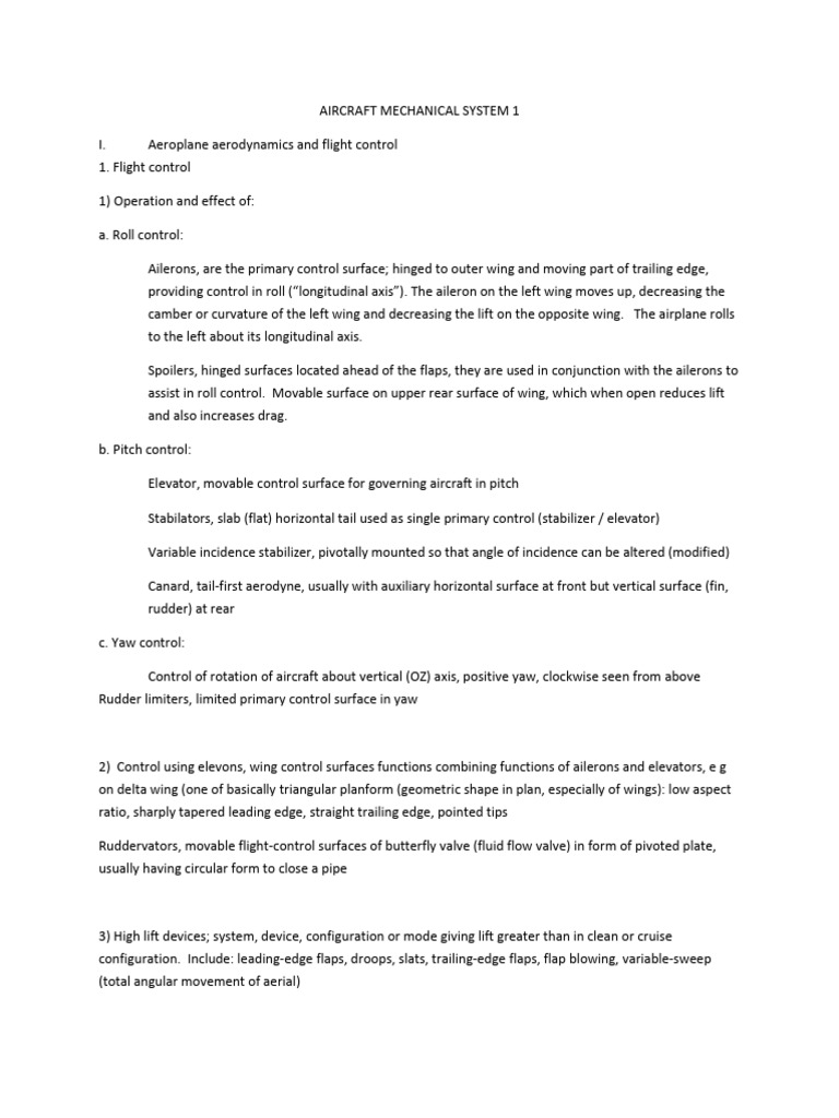 Aircraft Mechanical System 1 | PDF | Flight Control Surfaces | Flap (Aeronautics)