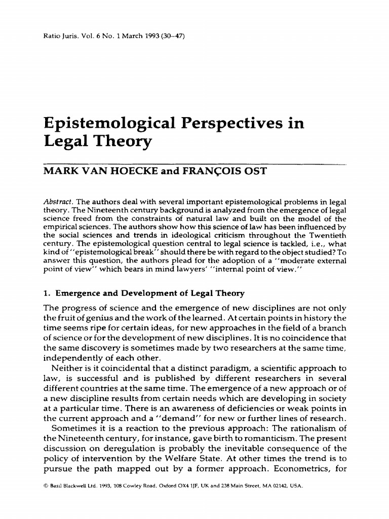 Epistemological Perspectives in Legal TH | PDF | Science | Theory