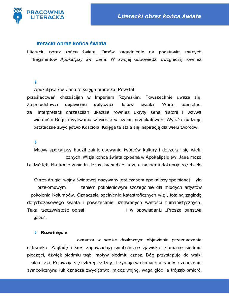 9 Literacki Obraz Końca Świata | PDF