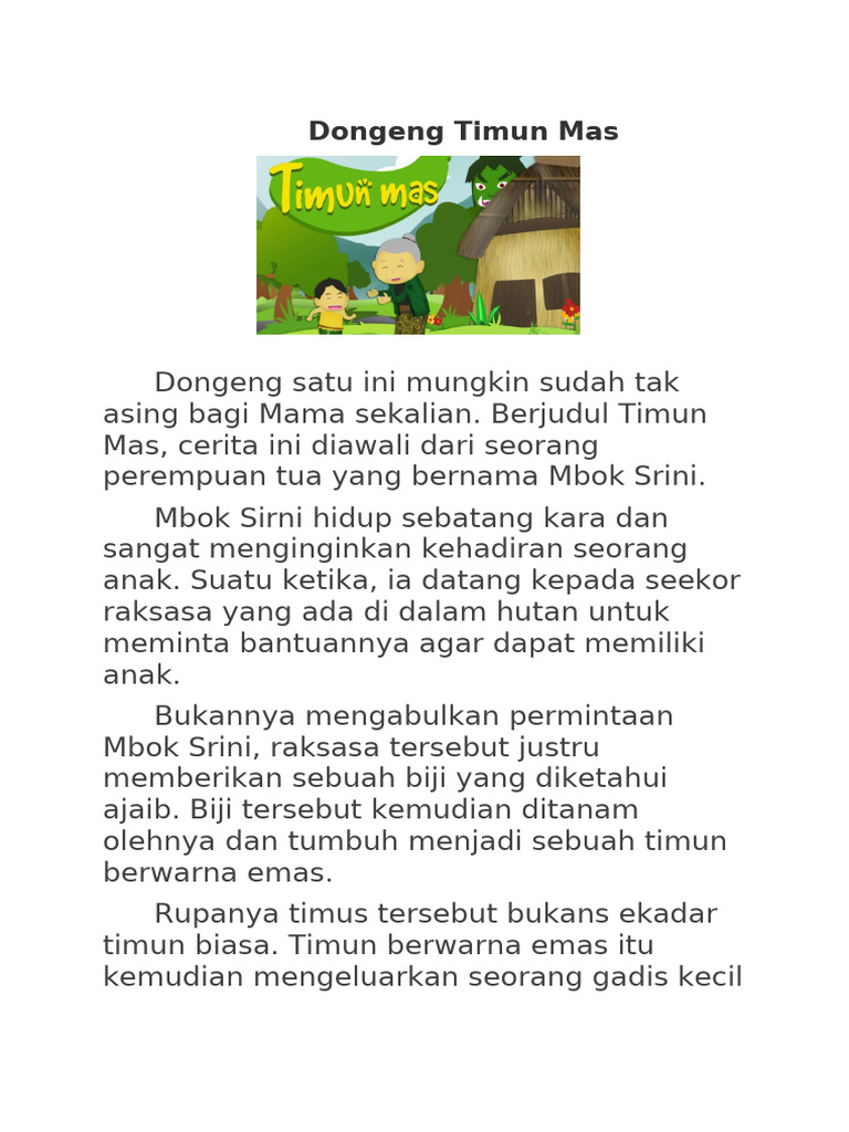 Dongeng Timun Mas | PDF