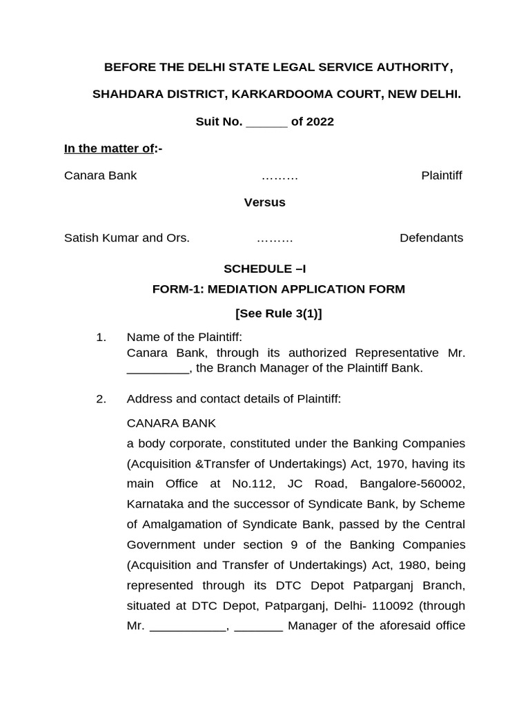 Pre-Mediation Suit - Satish Kumar | PDF | Lawsuit | Advocate