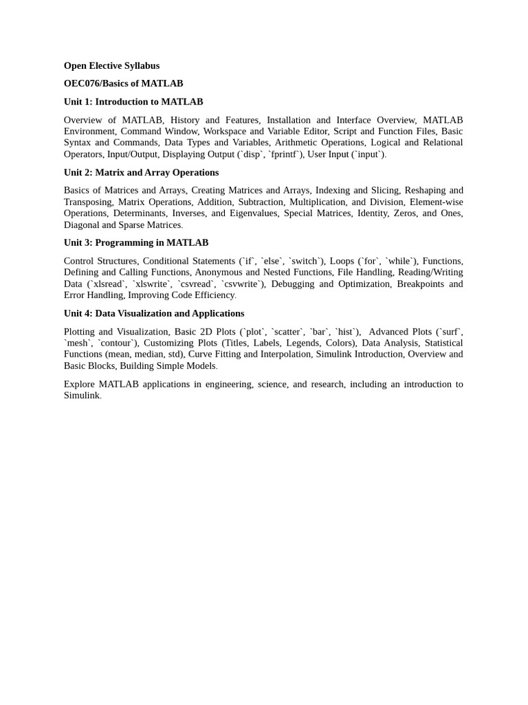 Open Elective Syllabus | PDF