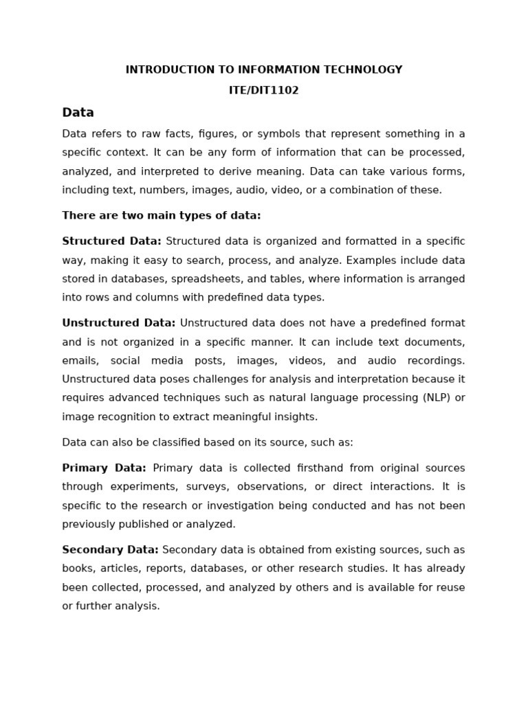 Introduction To Information Technology Notes 1 Pdf Computer Network Software Testing