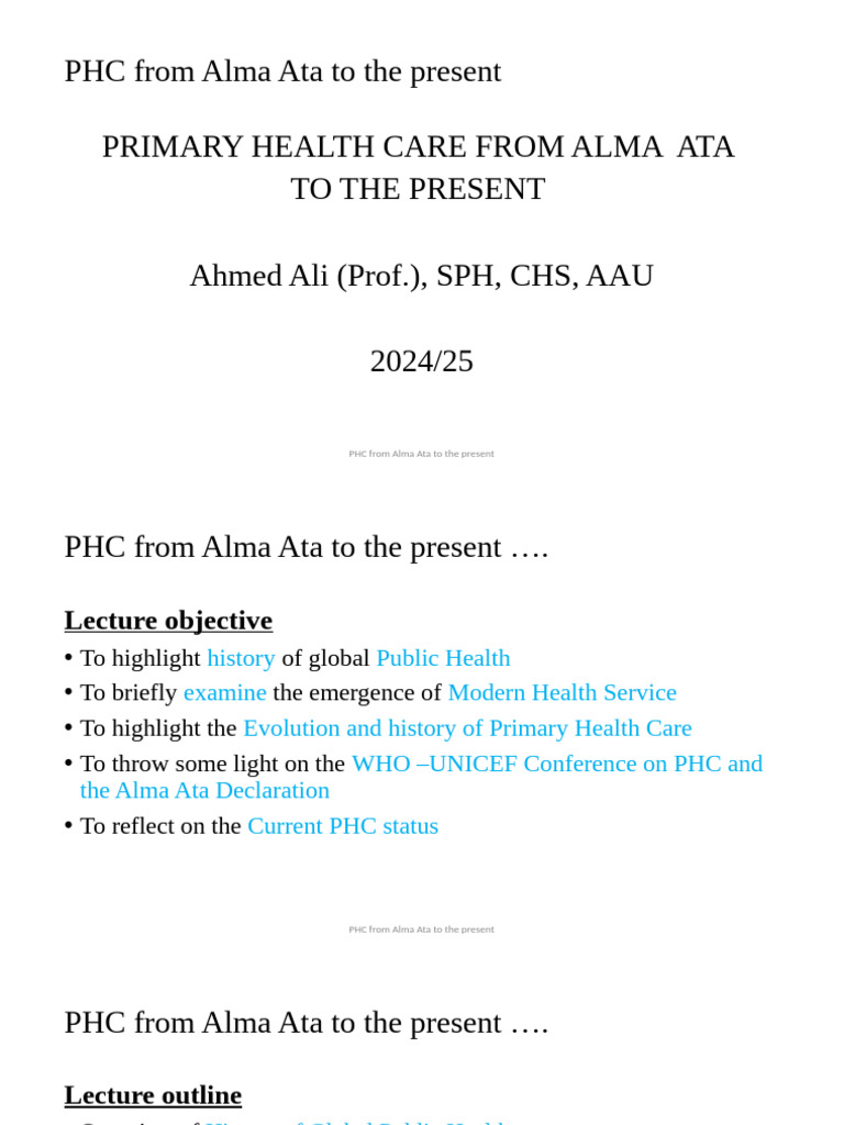 Evolution of Primary Health Care History | PDF | Public Health | Health ...