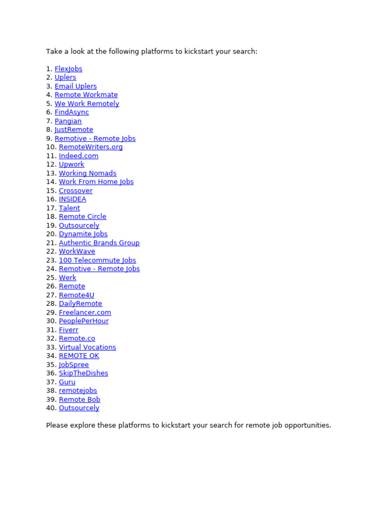 Top Platforms for Remote Job Search | PDF