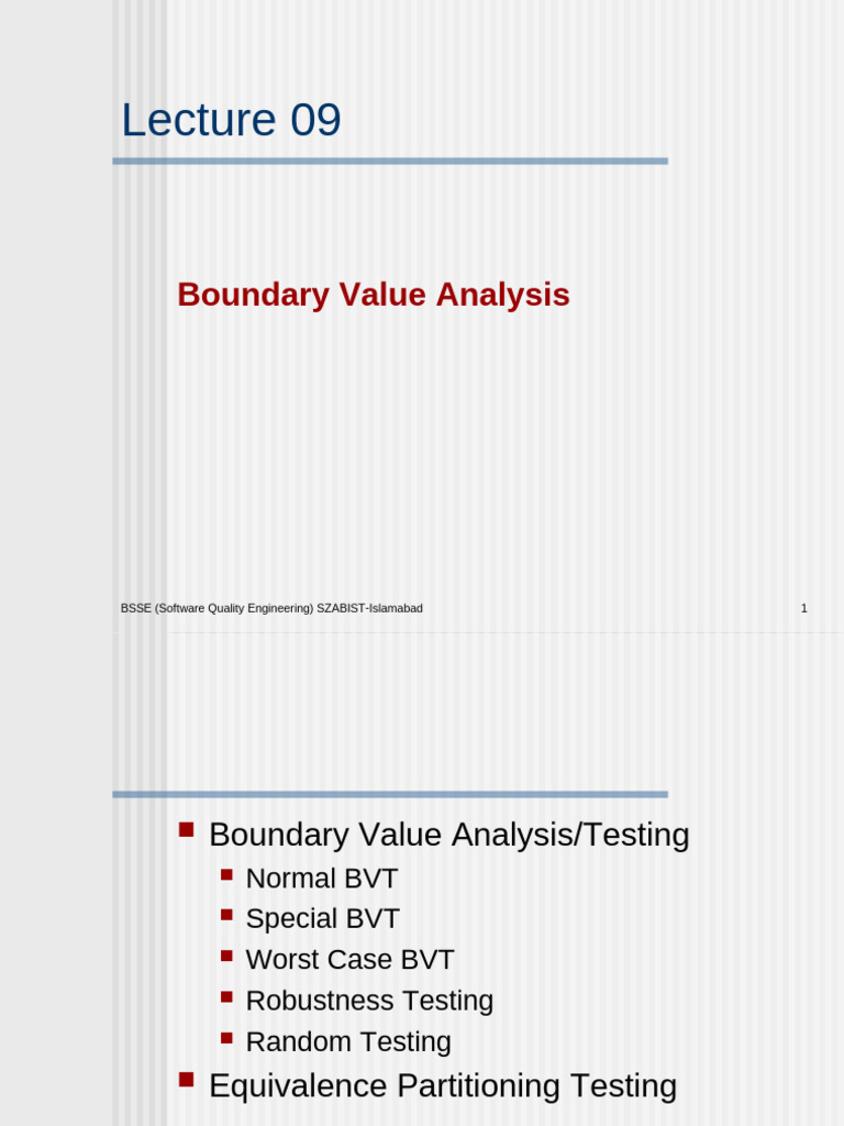 Lecture 09 Boundary Value Testing-1 | PDF | Software Testing | Software ...