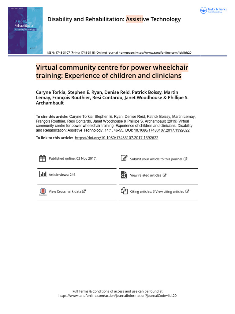 Virtual Community Centre For Power Wheelchair Training Experience of ...