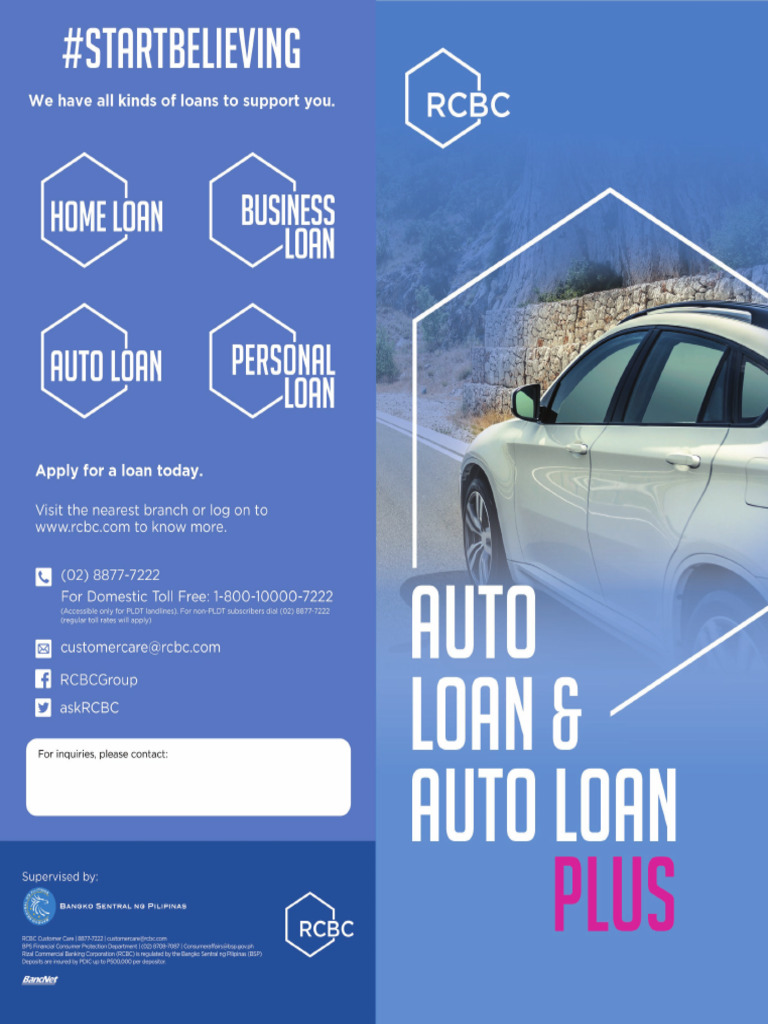 Auto Loan Brochure RCBC 2 | PDF | Companies Of The Philippines ...