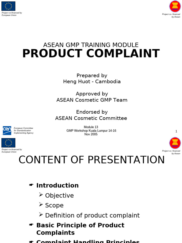 GMP Product Complaints Module | PDF | Standardization | European Union