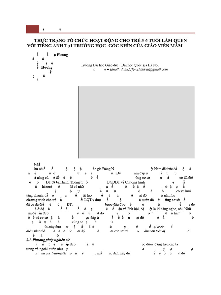 THC TRNG T CHC Hot NG Cho TR 3 6 Tui LM Quen VI Ting Anh Ti TRNG HC GC NHN Ca Gio Vin MM Non | PDF