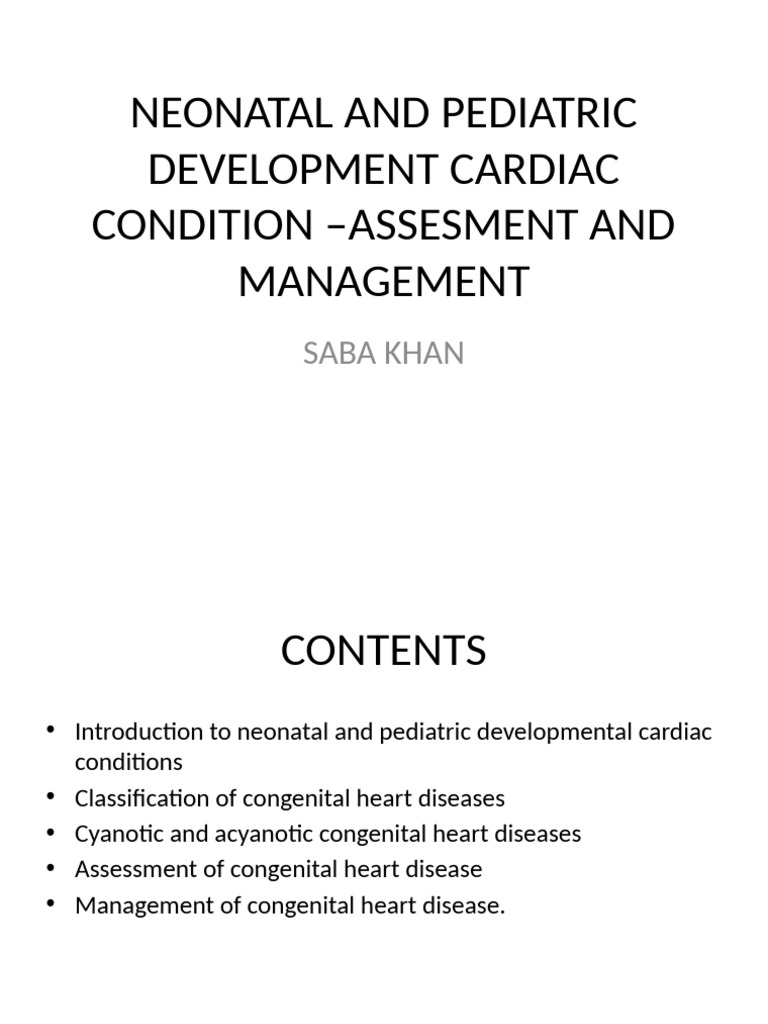 Neonatal and Pediatric Development Cardiac Condition - Assesment | PDF ...