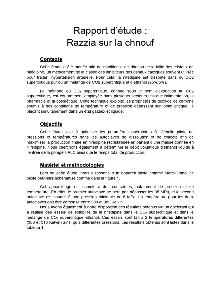 Rapport de La Razzia-Romain | PDF | Fluide supercritique | Dioxyde de ...