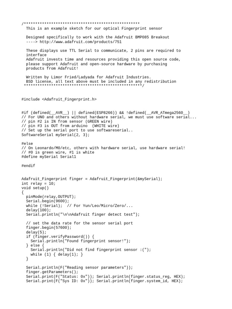 CODIGO_SENSOR DE HUELLA CON ARDUINO | PDF | Fingerprint | Arduino