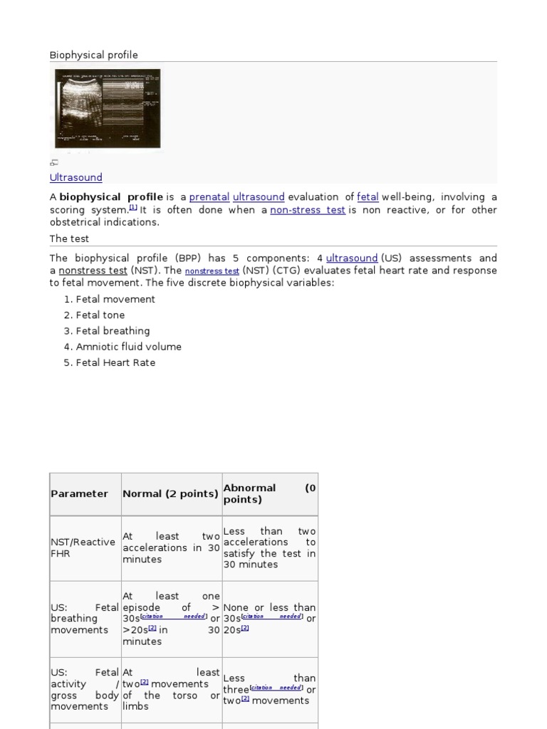 Biophysical Profile | PDF | Fetus | Anatomical Terms Of Motion
