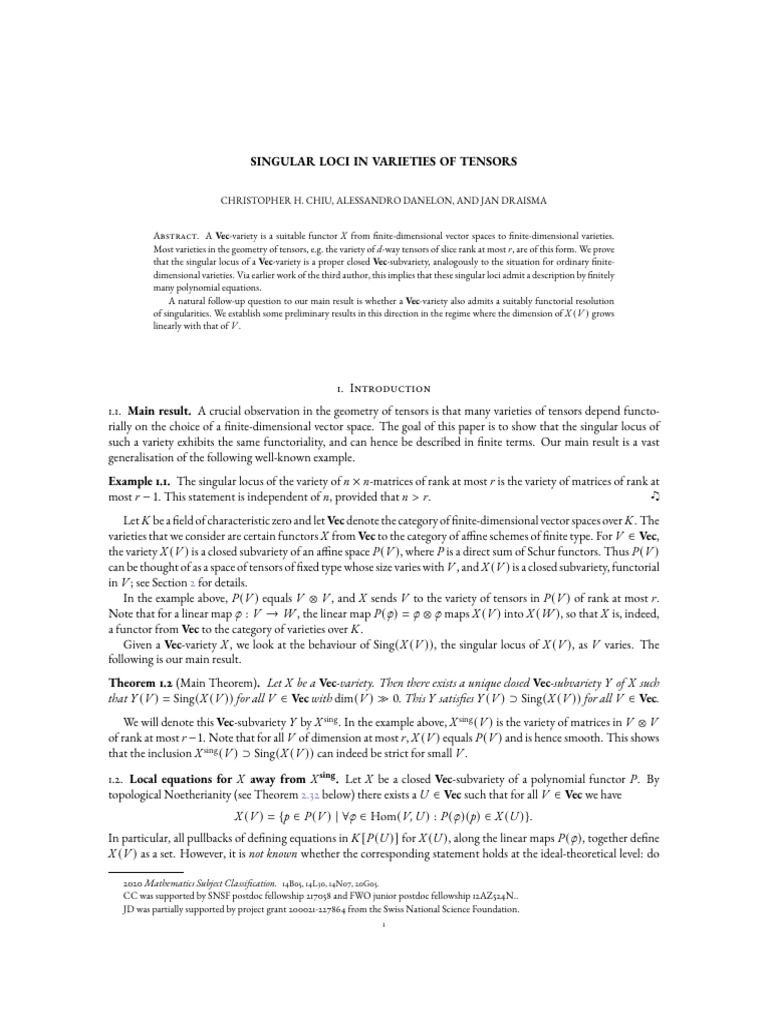 Singular Loci in Varieties of Tensors | PDF | Vector Space | Tensor
