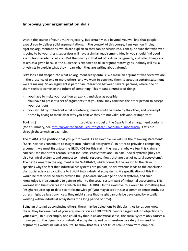 Improving Your Argumentation Skills | PDF | Argument | Knowledge