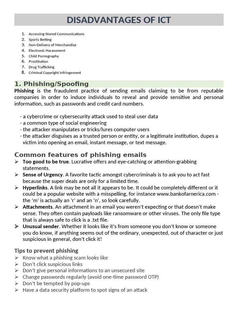 Disadvantages of Ict | PDF | Extortion | Criminal Justice