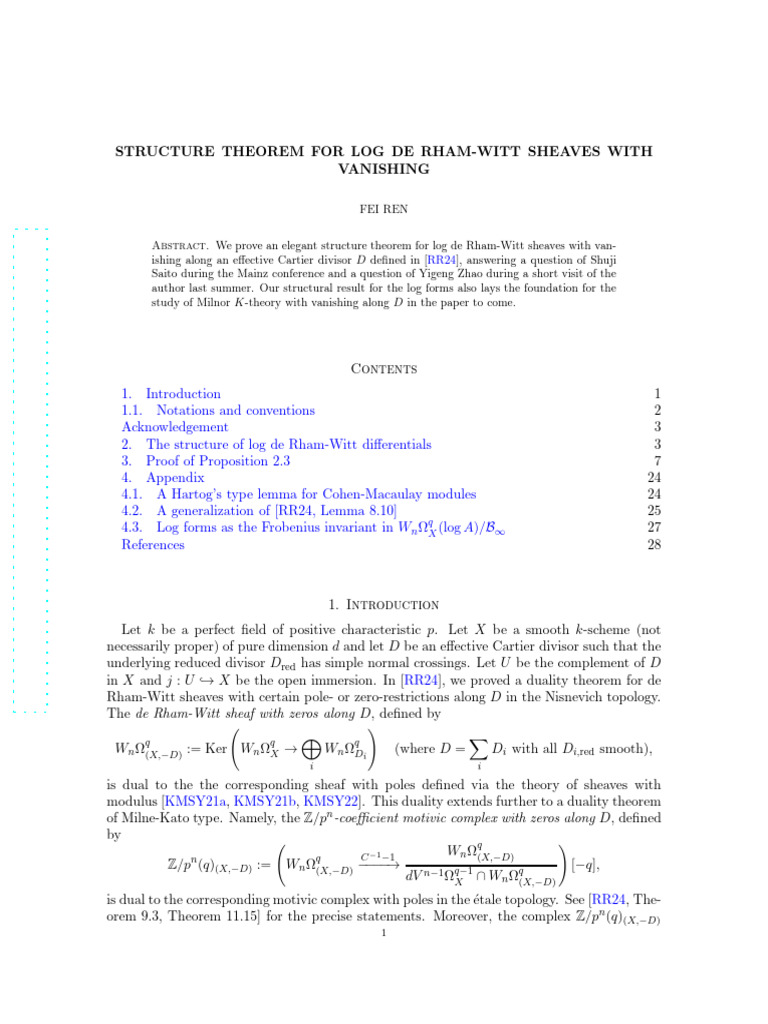 Structure Theorem For Log de Rham-Witt Sheaves With Vanishing | PDF | Mathematics | Algebra