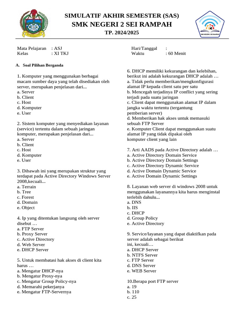 SOAL PAS ASJ TP 2024 | PDF