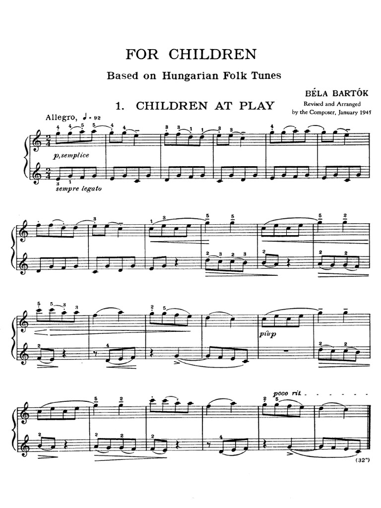 Bela Bártok for Children 1 | PDF