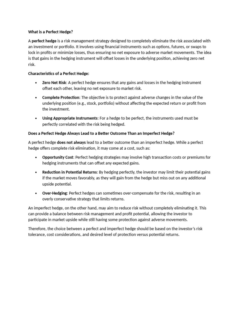 What Is A Perfect Hedge | PDF