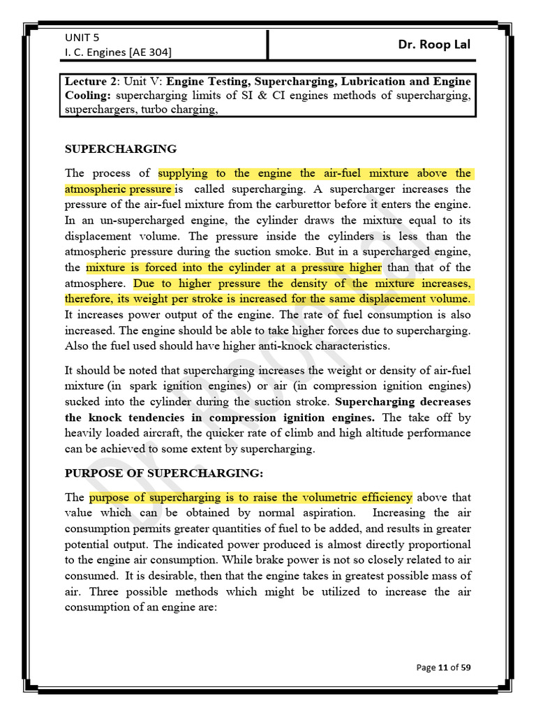 UNIT 5 Lecture 2 | PDF | Turbocharger | Internal Combustion Engine