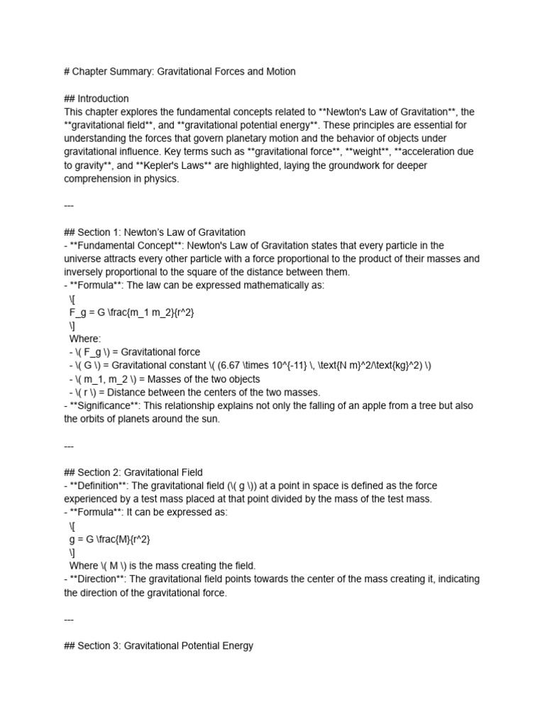 Gravitational Forces & Motion Guide | PDF | Gravity | Force
